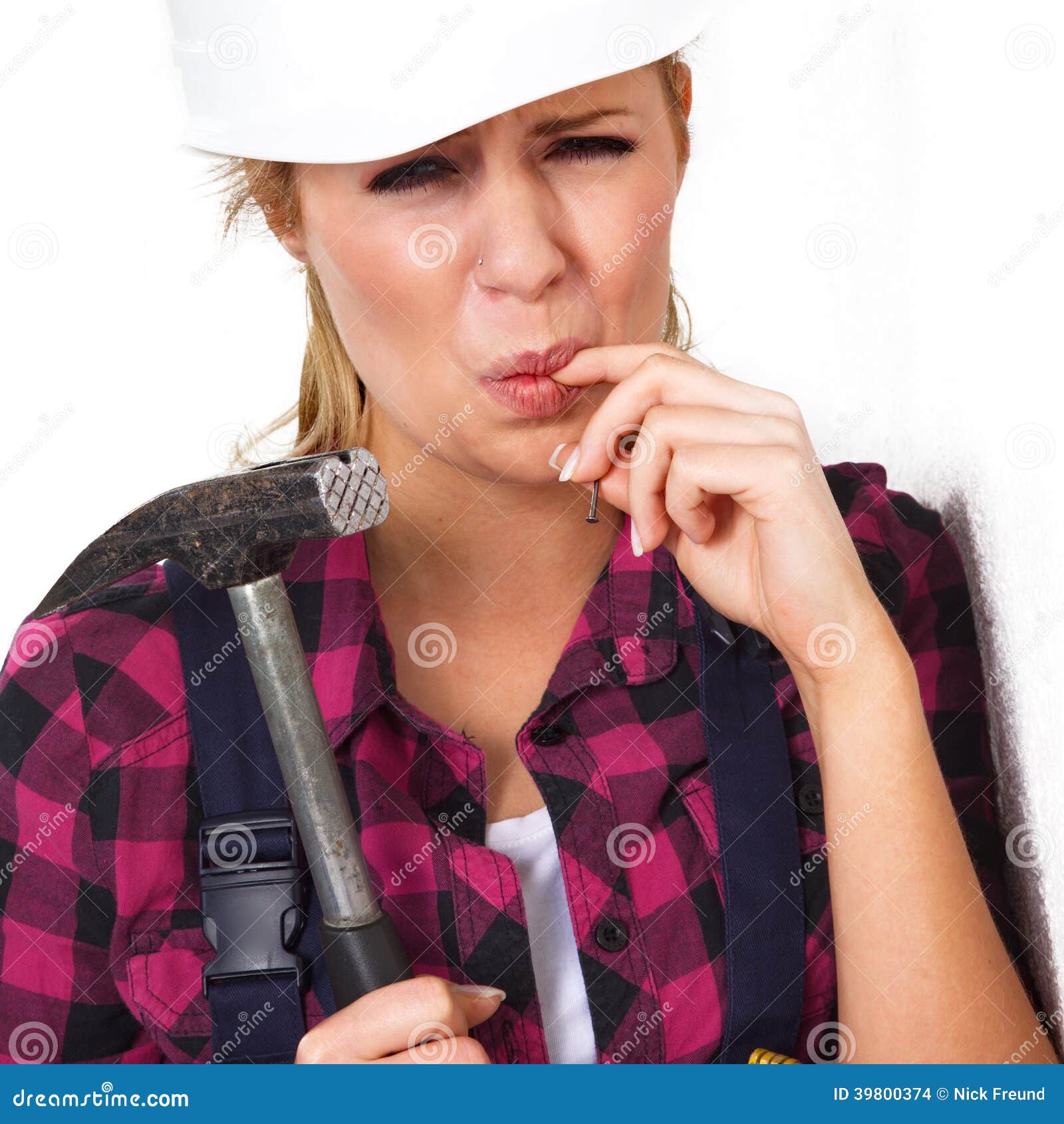 Young woman with a hammer stock photo. Image of hammer - 39800374