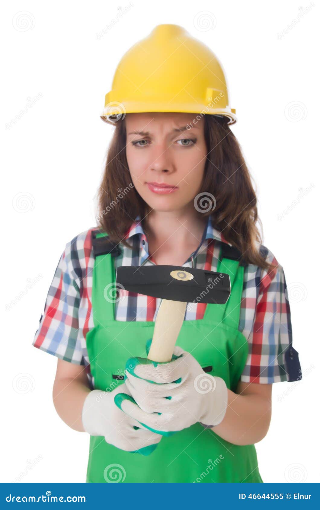 Young woman with hammer stock image. Image of safety - 46644555