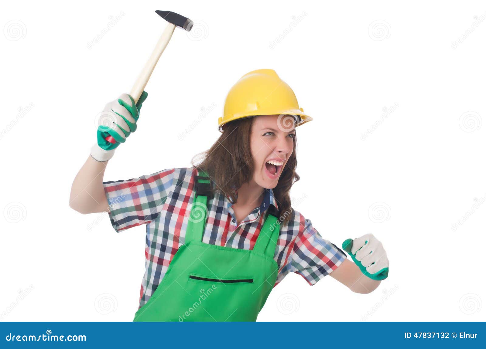 Young woman with hammer stock photo. Image of contractor - 47837132