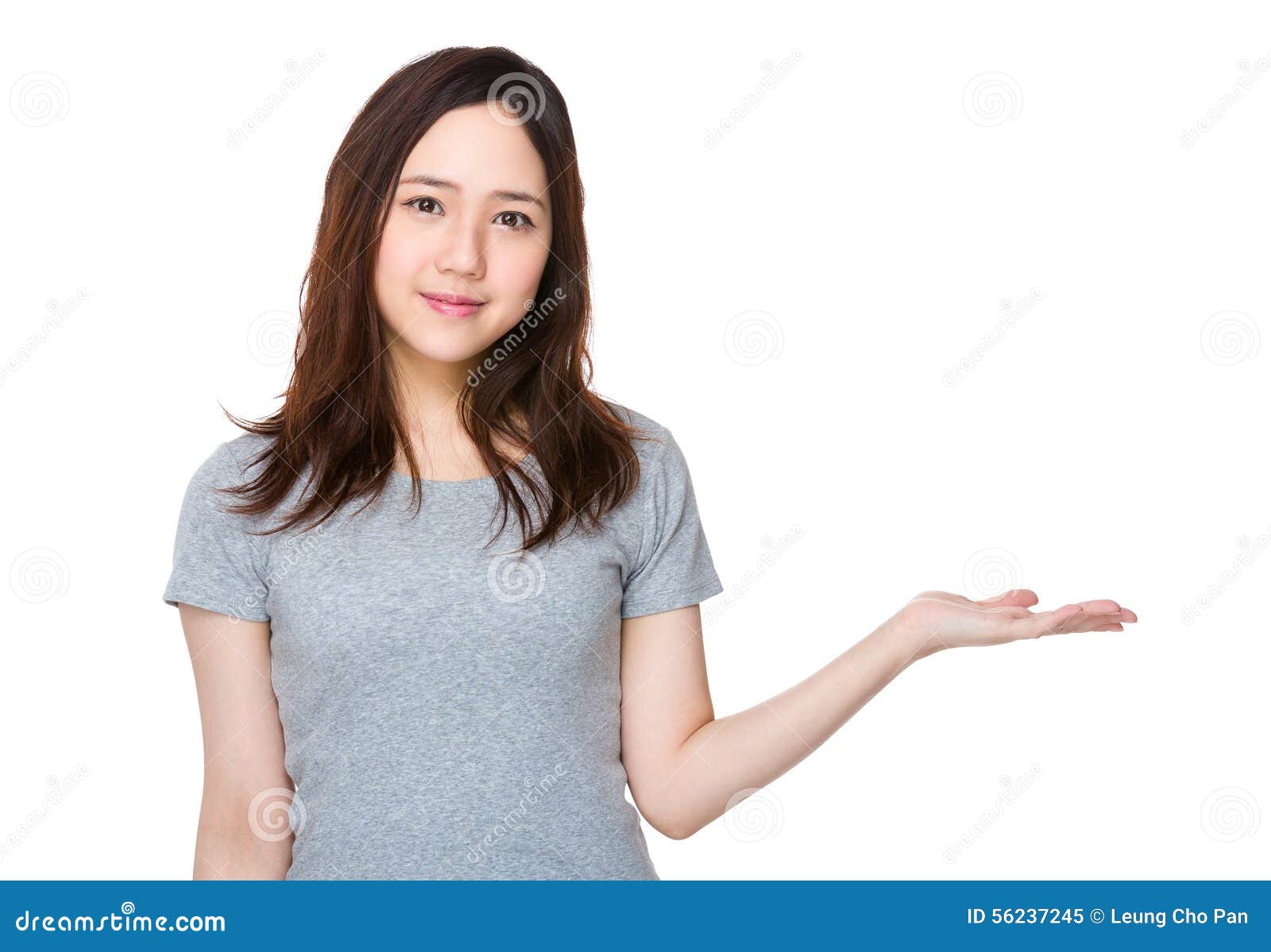 Young Woman with Hand Presentation Stock Image - Image of announce ...