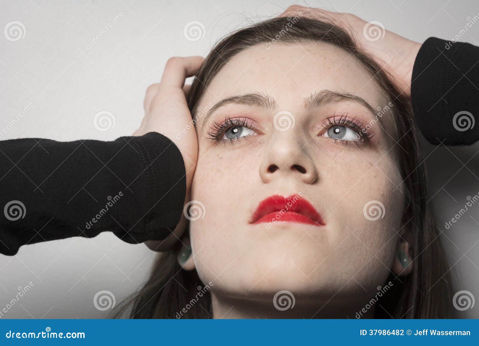 Young Woman Hands, Face and Lips Stock Photo - Image of closeup, girl ...