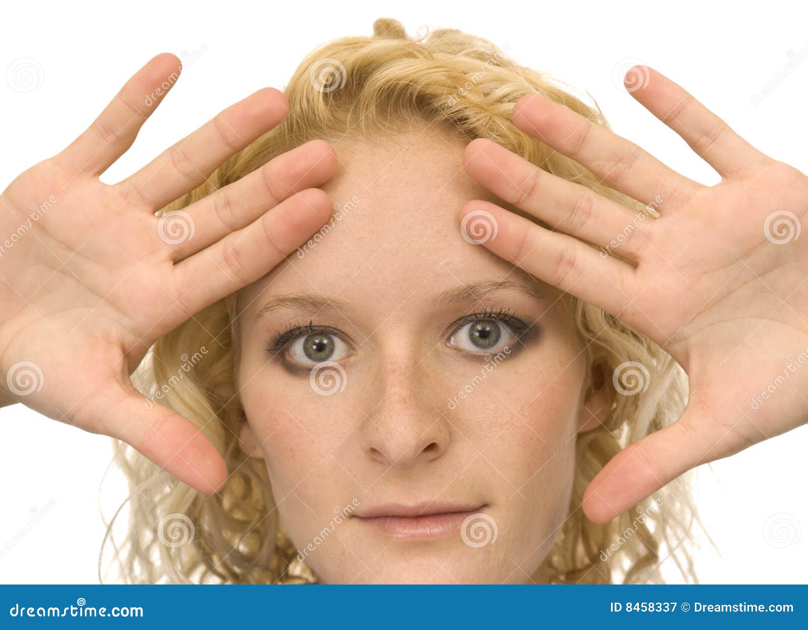 Young Woman with Hands in Front of Face Stock Image - Image of woman ...