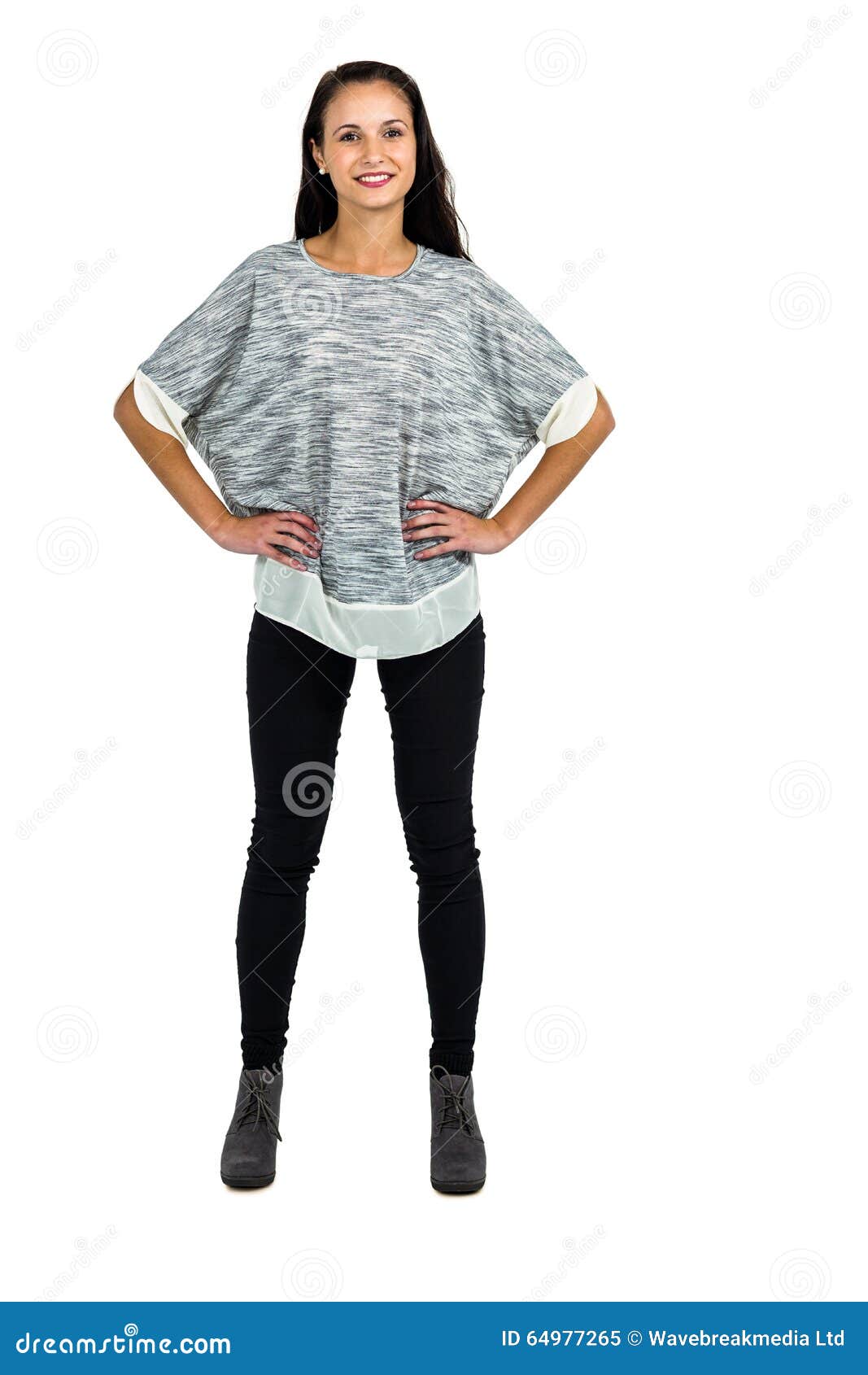 Young Woman with Hands on Hips Posing for Camera Stock Image - Image of ...