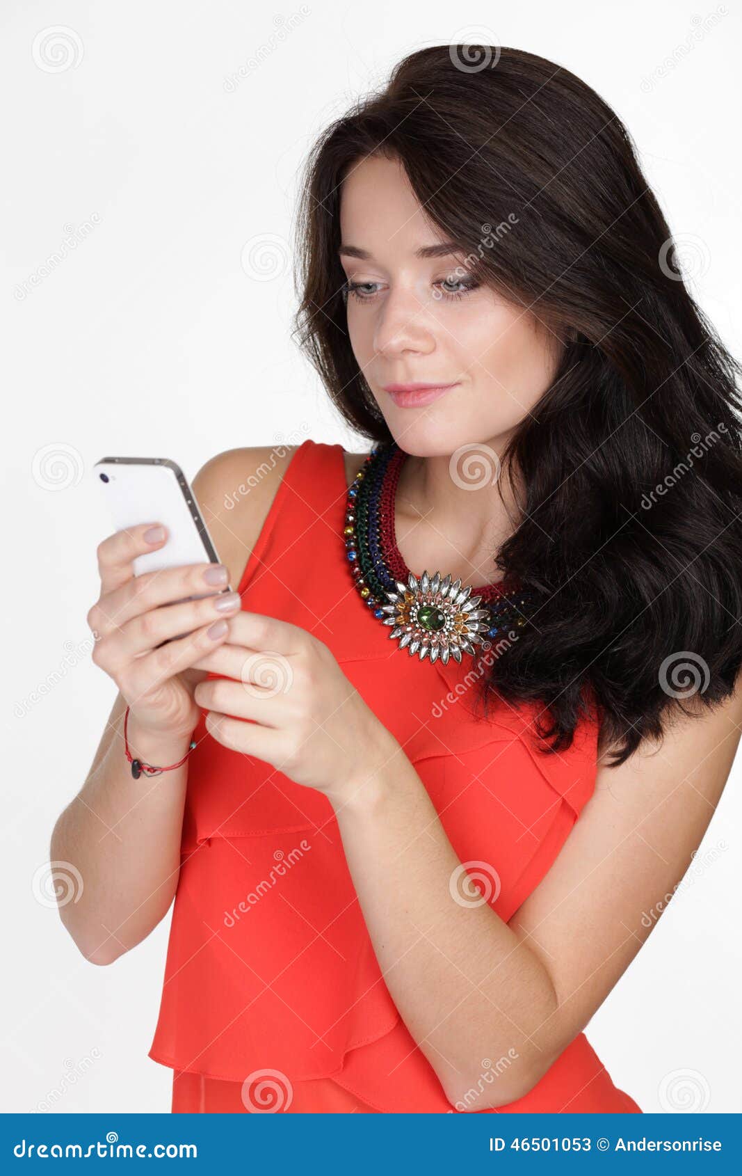 Young Woman in the Hands of Mobile Phone Stock Image - Image of person ...