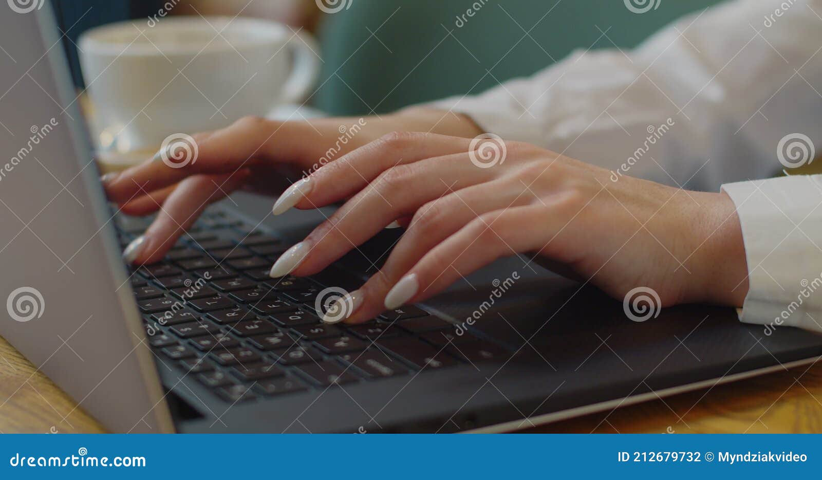 Young Woman Hands Using Laptop Computer Studying in Cafe Student ...