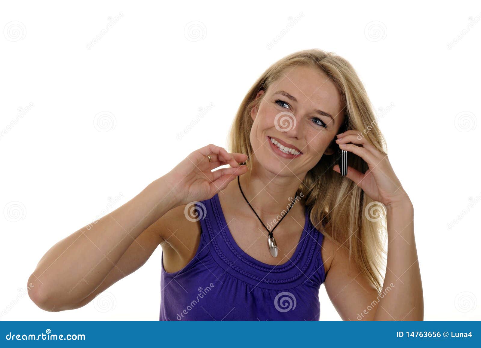 Young woman with handy stock photo. Image of covered - 14763656