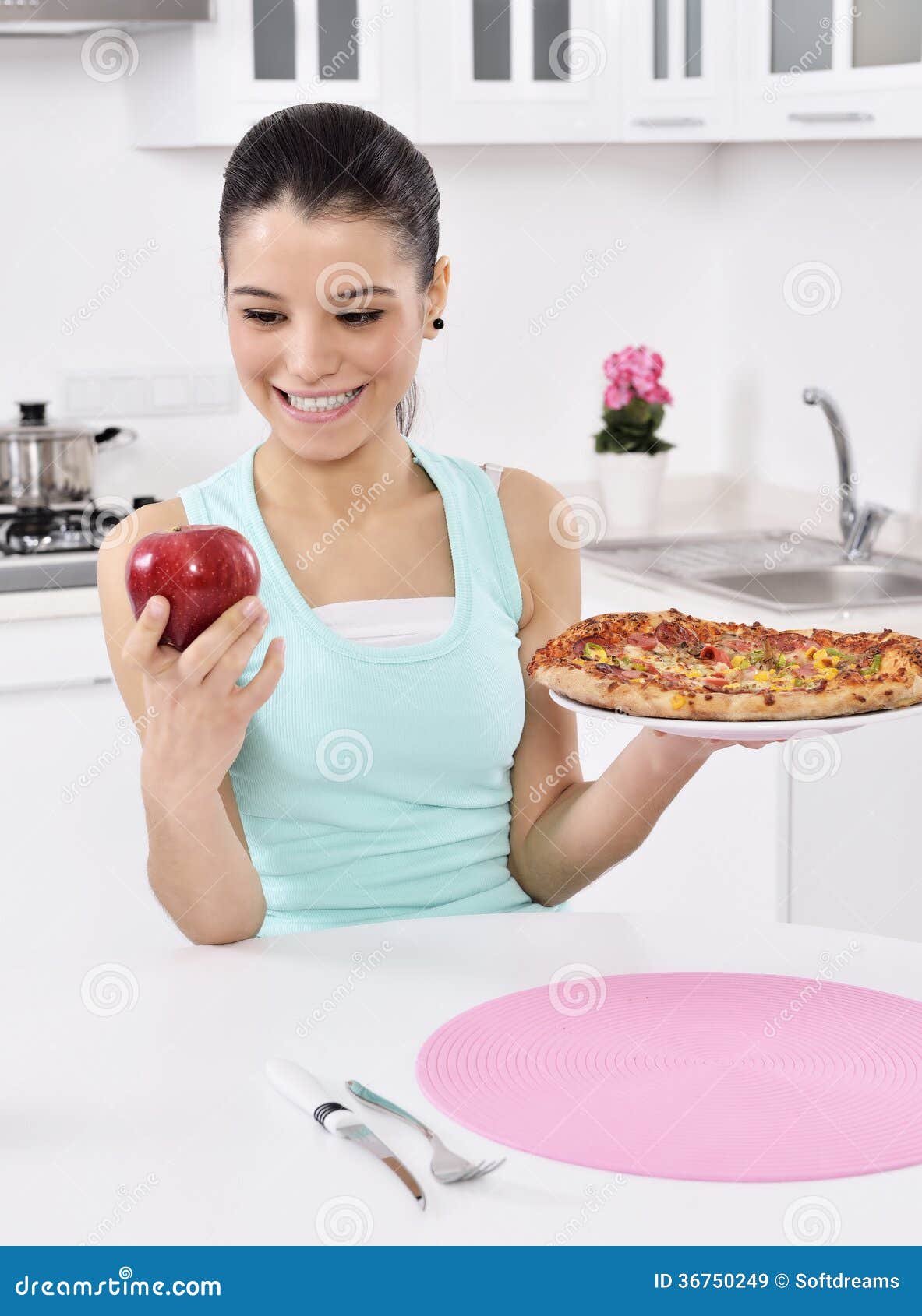 Young Woman Has Selected Apple Stock Image - Image of female, dinner ...