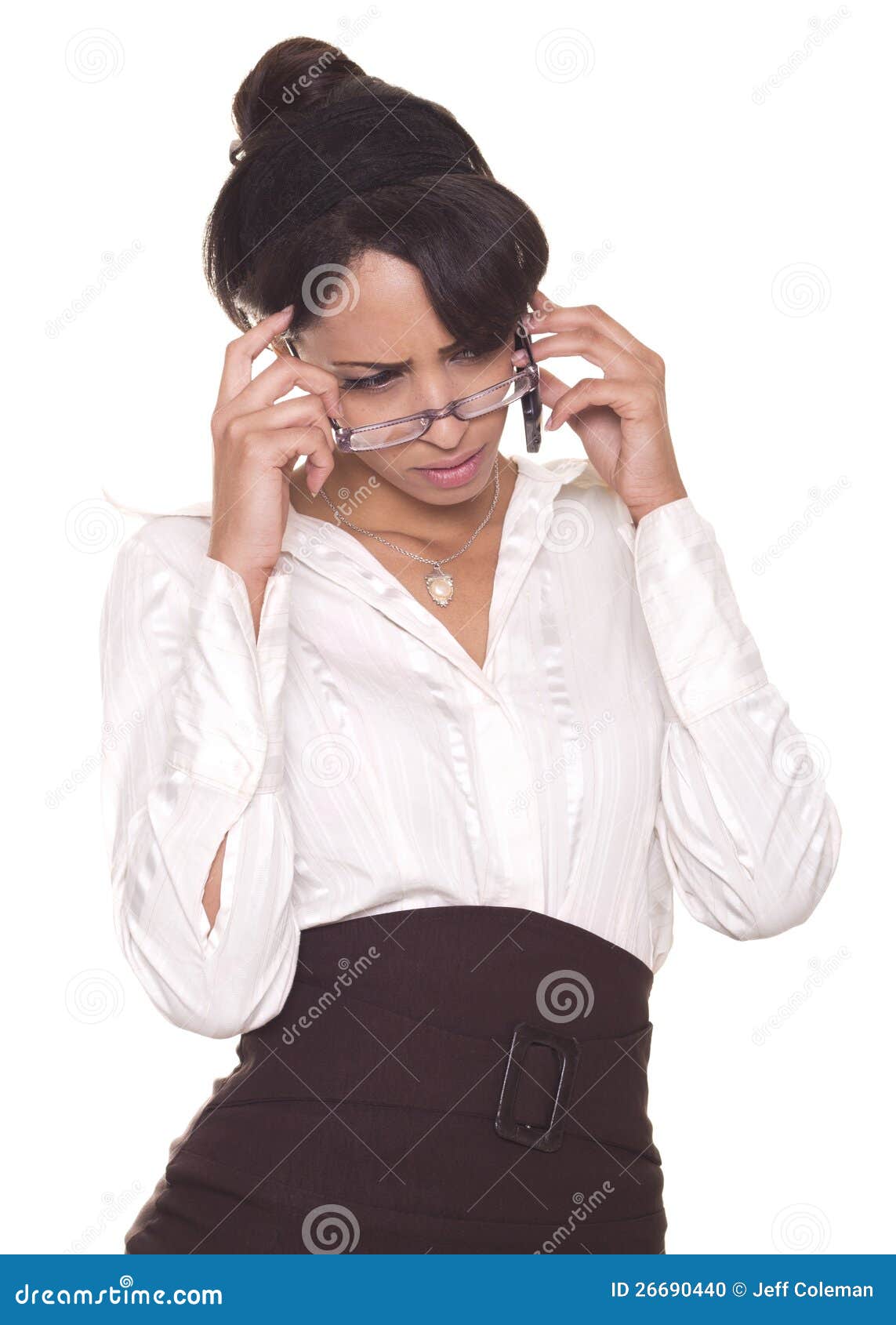 Young Woman Has Serious Conversation on Phone. Stock Photo - Image of ...