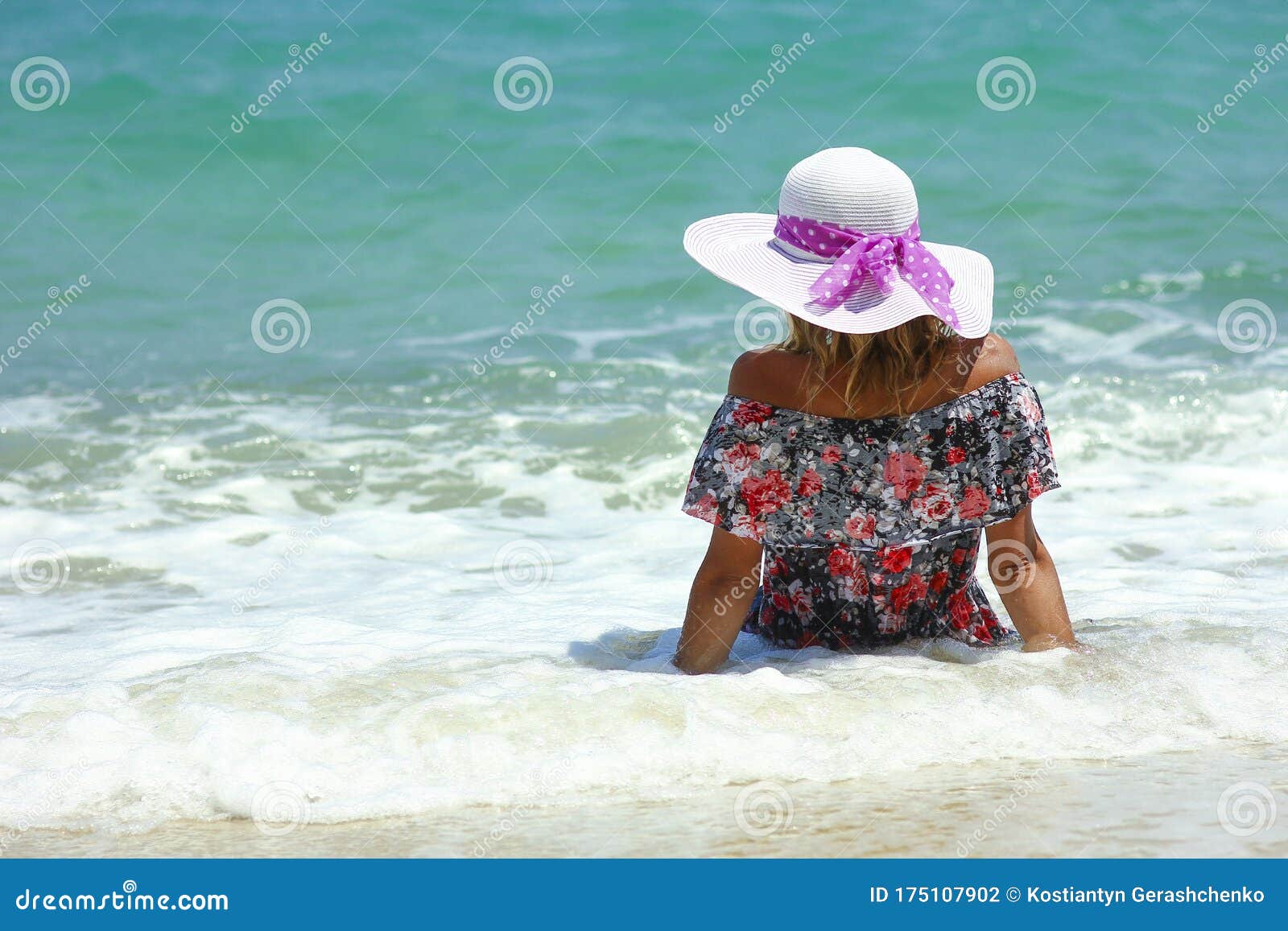 Young Woman in a Hat on the Seashore Stock Photo - Image of coast ...