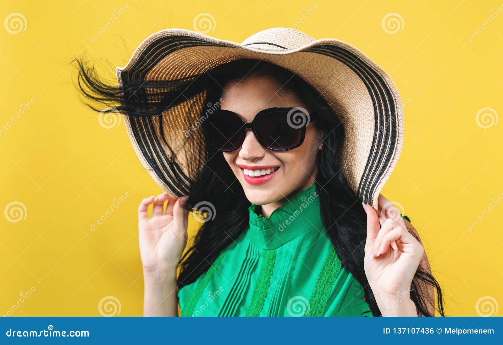Young Woman with a Hat and Sunglasses Stock Photo - Image of straw ... Young Woman with a Hat and Sunglasses Stock Photo - Image of straw ...