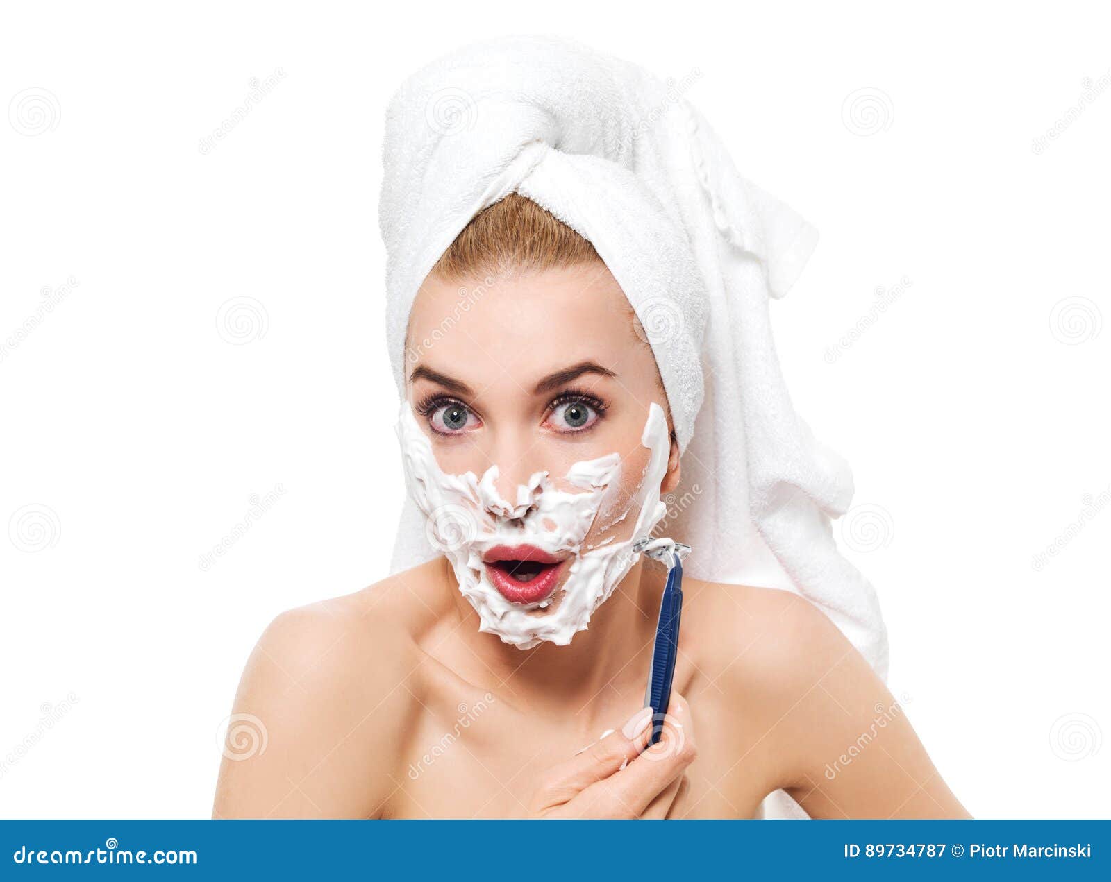 Young Woman Have Morning Shave Stock Image - Image of lovely, funny ...