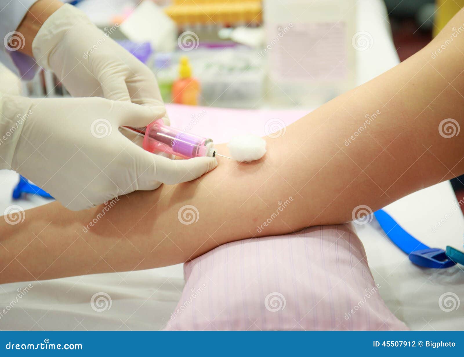 Young Woman Having Blood Test Stock Photo - Image of hospital, cotton ...