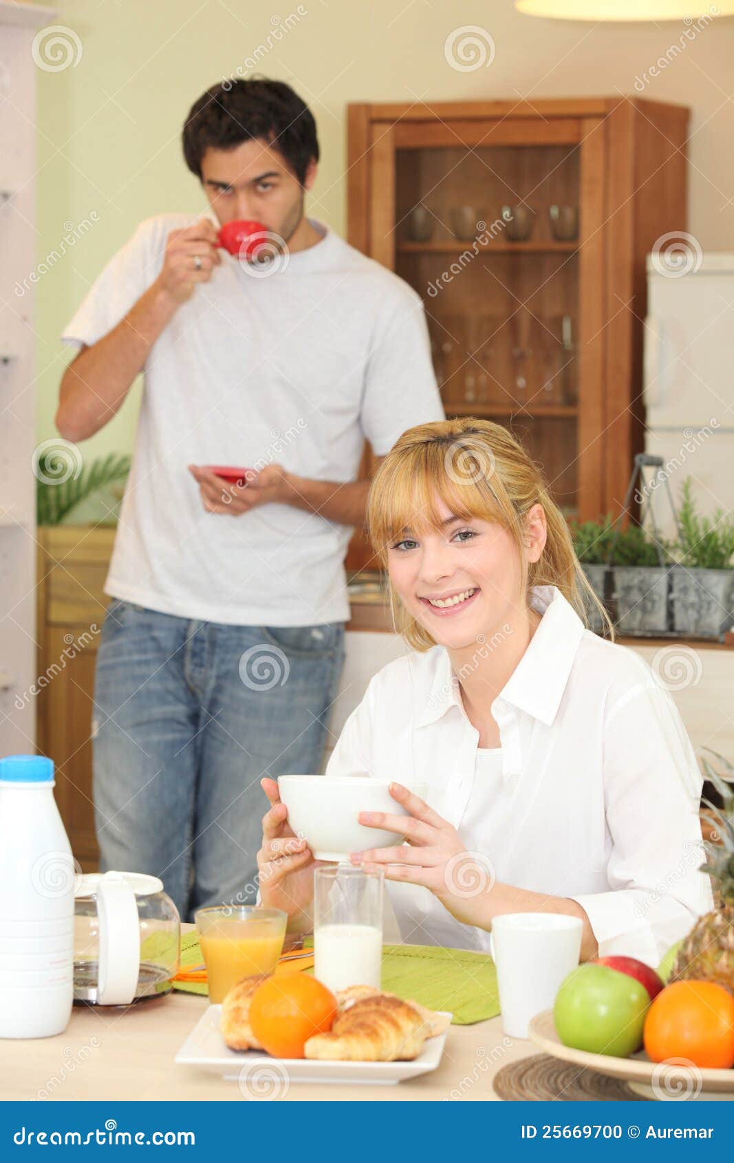 Young Woman Having Breakfast Stock Photo - Image of breakfast, blond ...