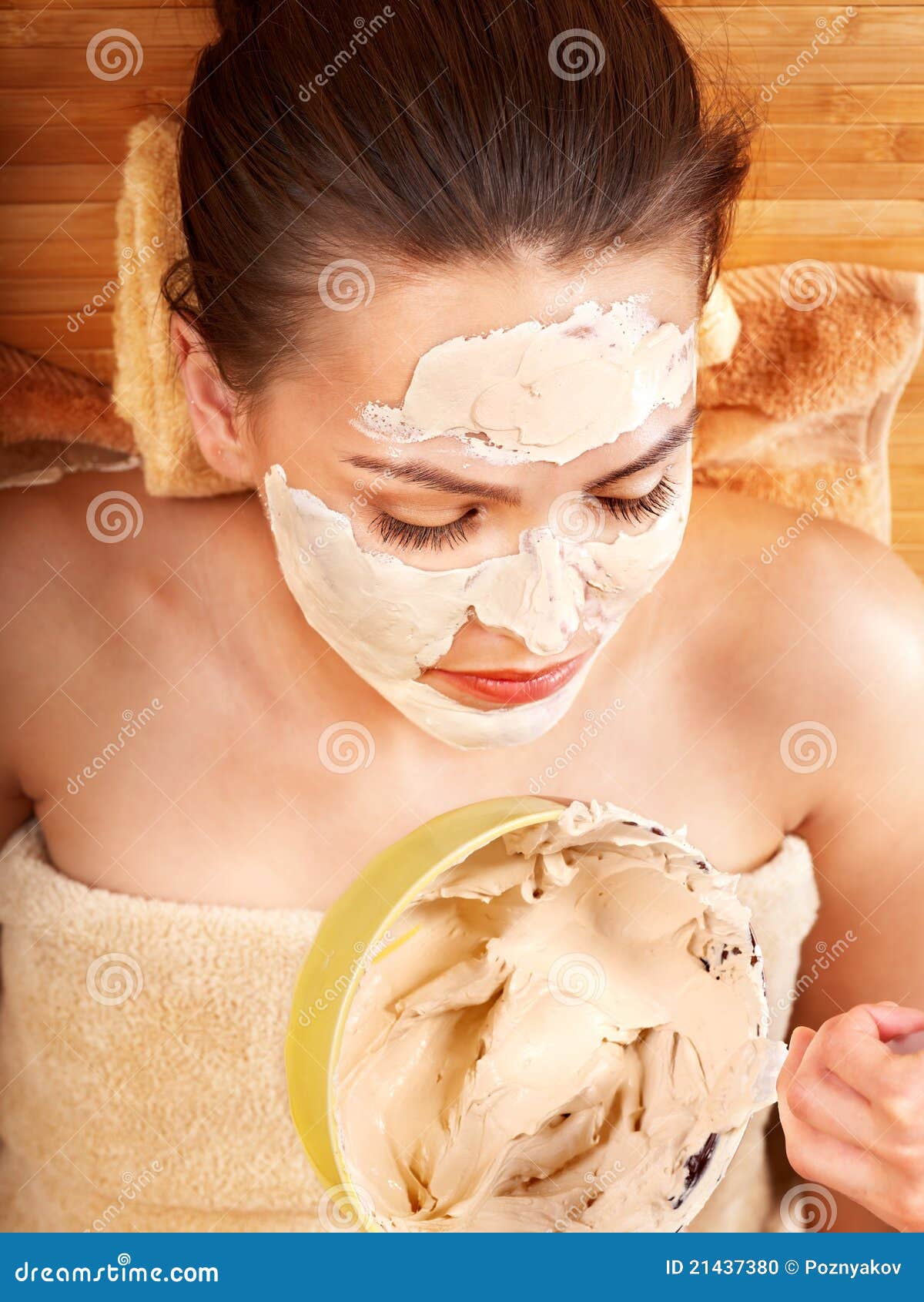 Young Woman Having Clay Body Mask. Stock Photo - Image of facial ...