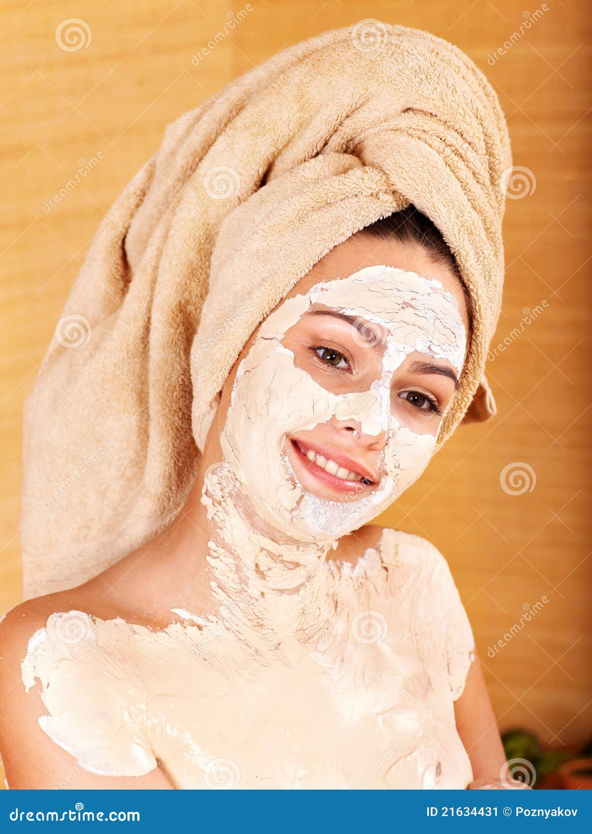 Young Woman Having Clay Body Mask. Stock Image - Image of resort ...