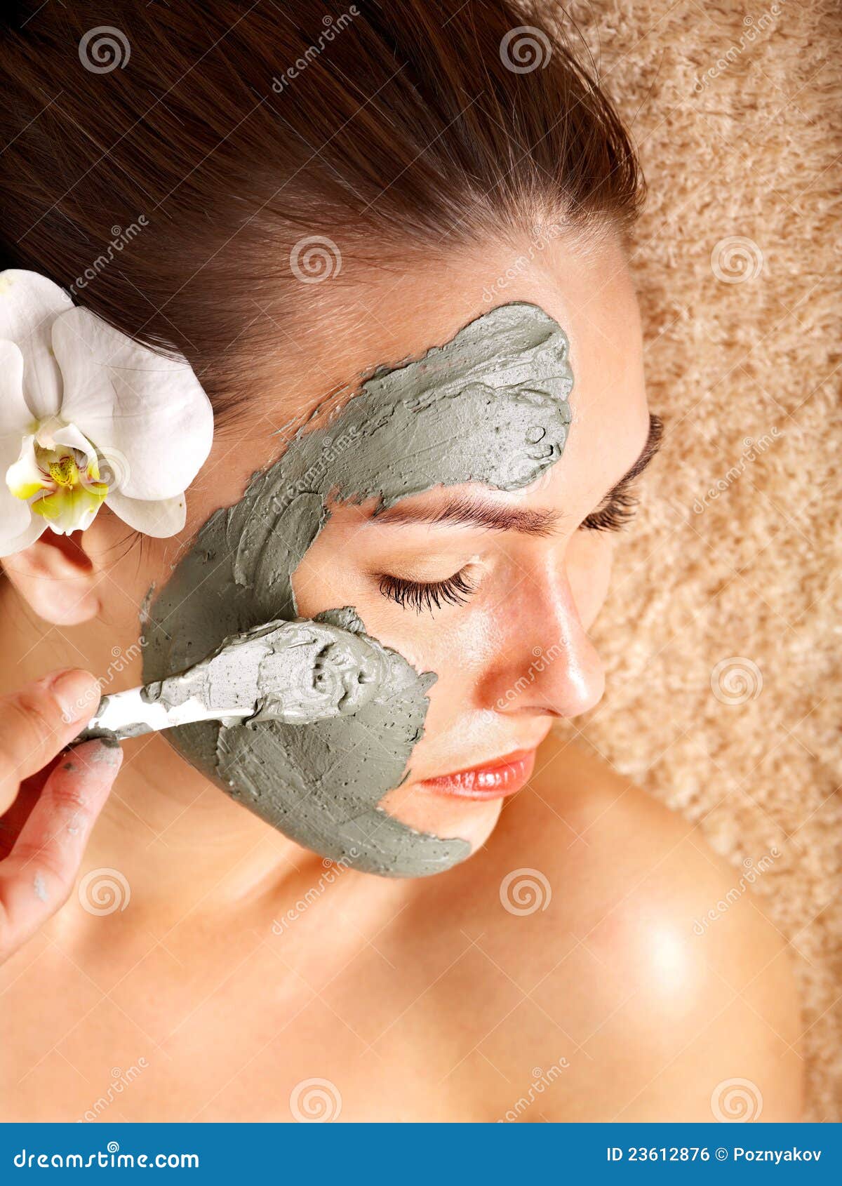 Young Woman Having Clay Body Mask. Stock Photo - Image of body ...