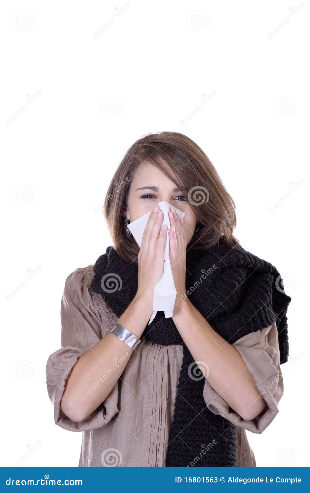 Young woman having a cold stock image. Image of brown - 16801563