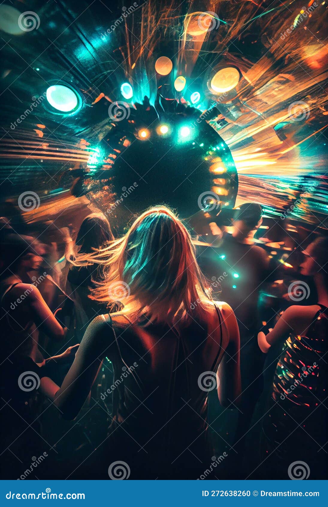 Young Woman Having Fun at the Disco. AI Generated Stock Illustration ...