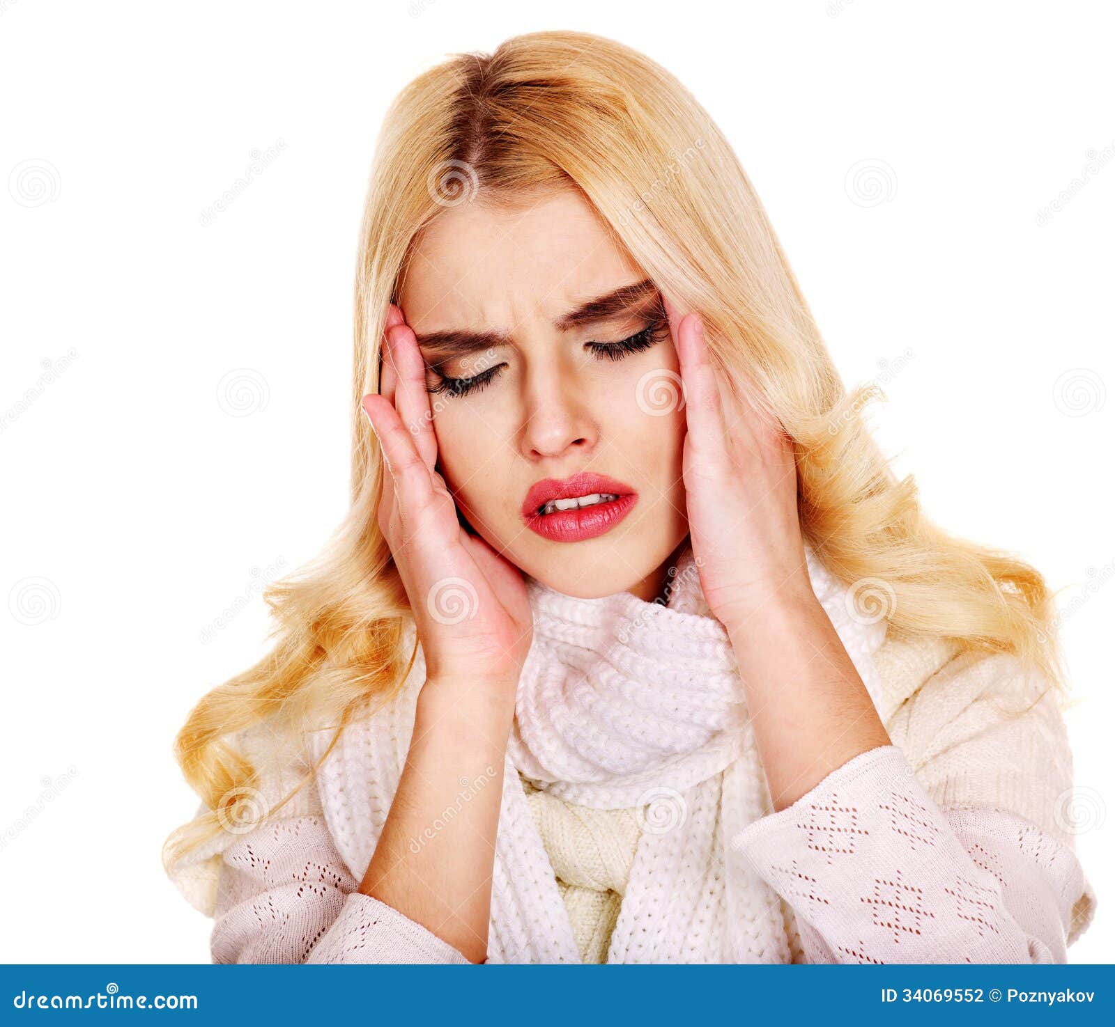 Young Woman Having Headache. Stock Photo - Image of contagious, symptom ...