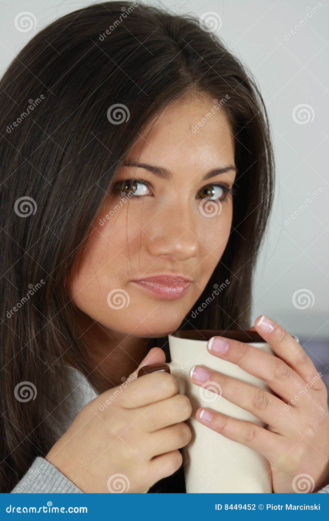 Young Woman is Having Her Tea/coffee Stock Photo - Image of girl ...