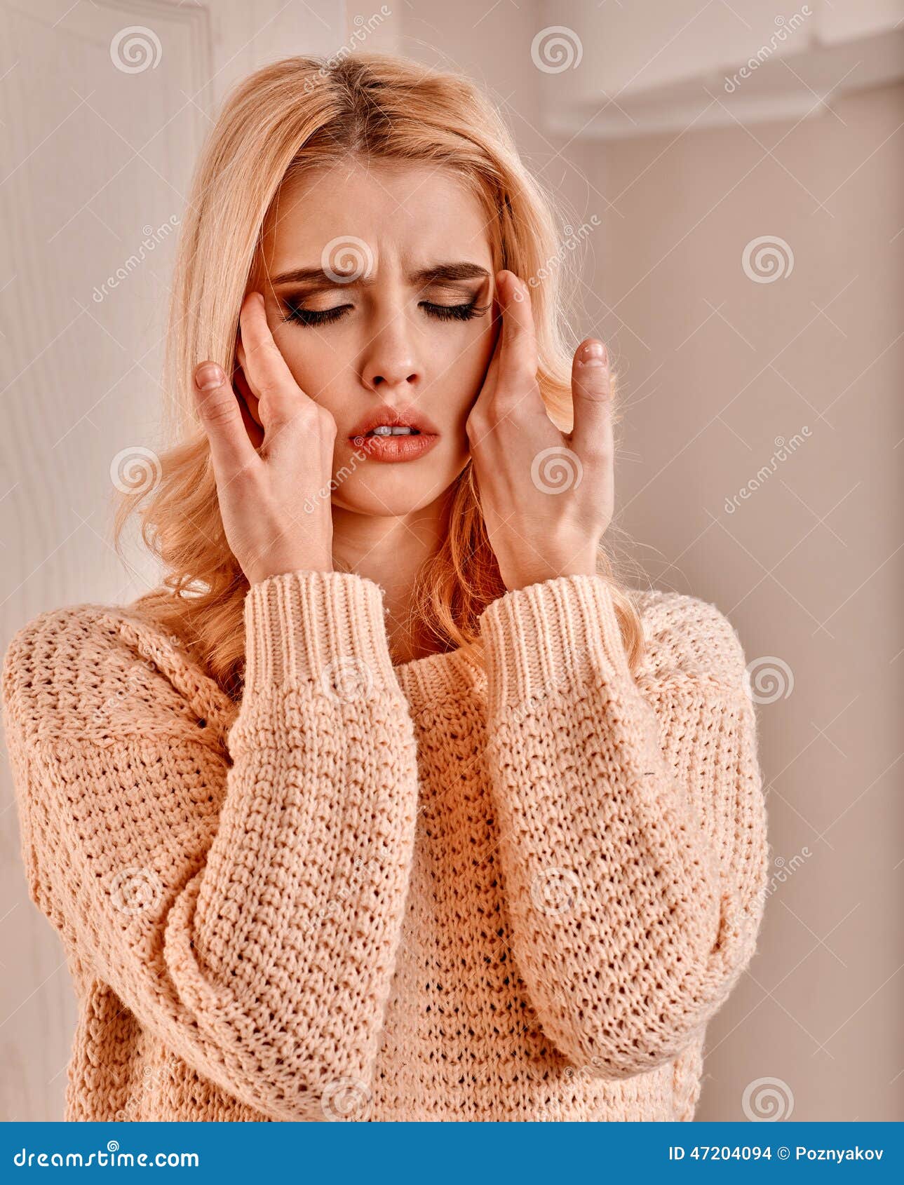 Young Woman Having Hight Temperature. Stock Photo - Image of ...