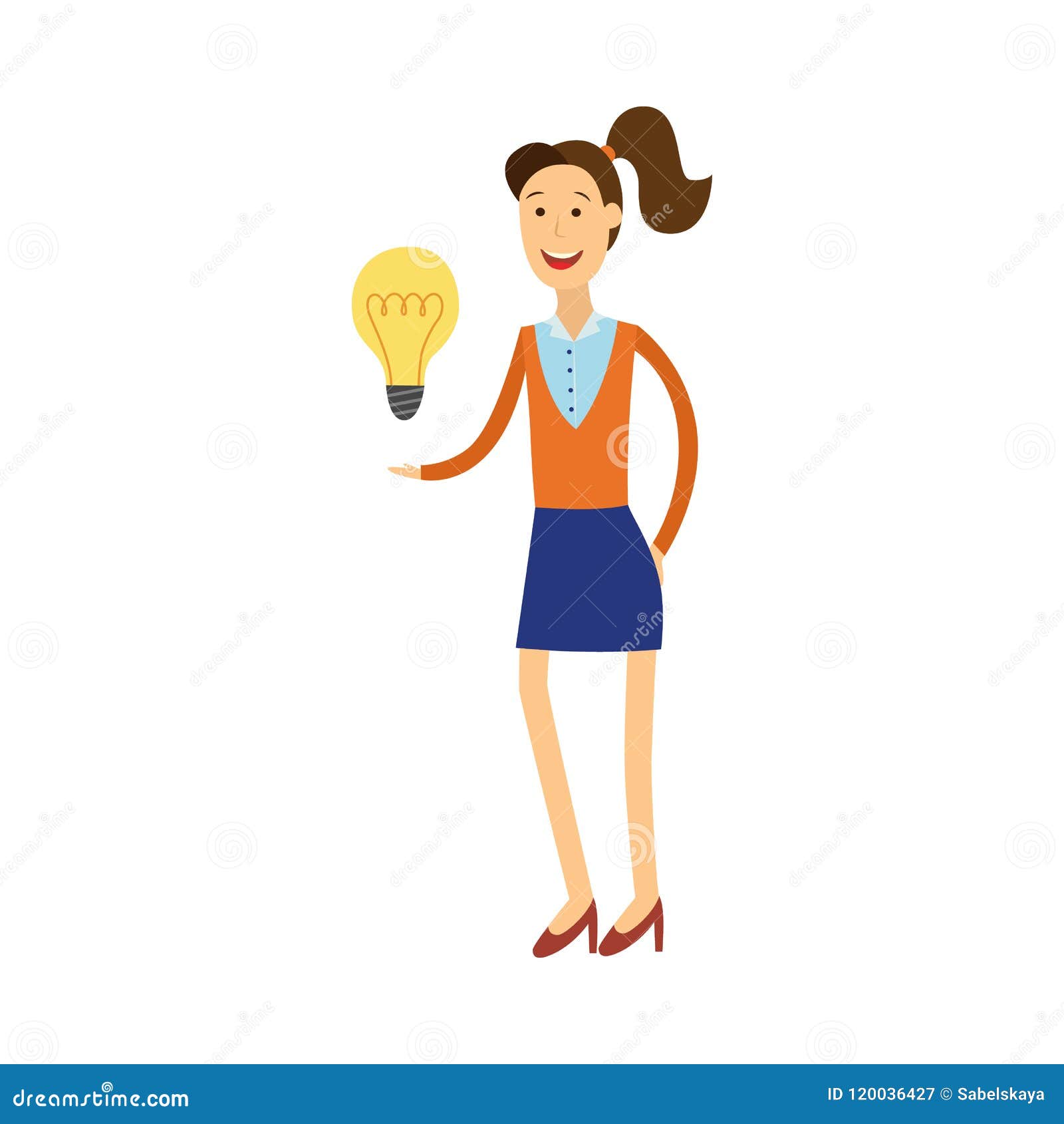 Young Woman Having Idea Illustration - Smiling Girl Holding Light Bulb ... Young Woman Having Idea Illustration - Smiling Girl Holding Light Bulb ...