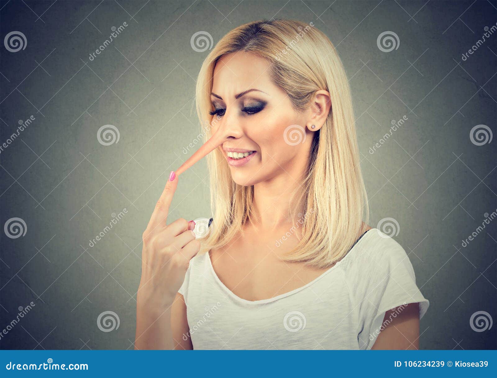 Woman with nose of liar stock image. Image of growing - 106234239