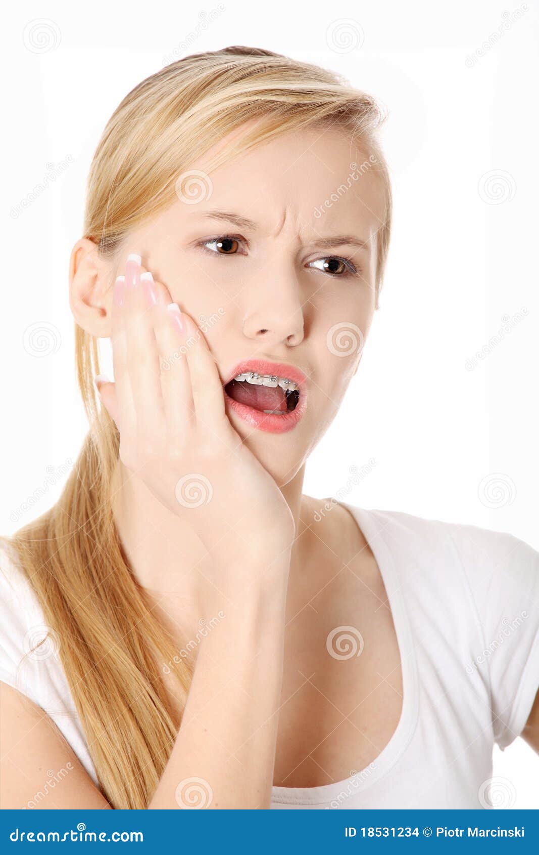 Young Woman is Having Toothache Stock Photo - Image of pressure ...