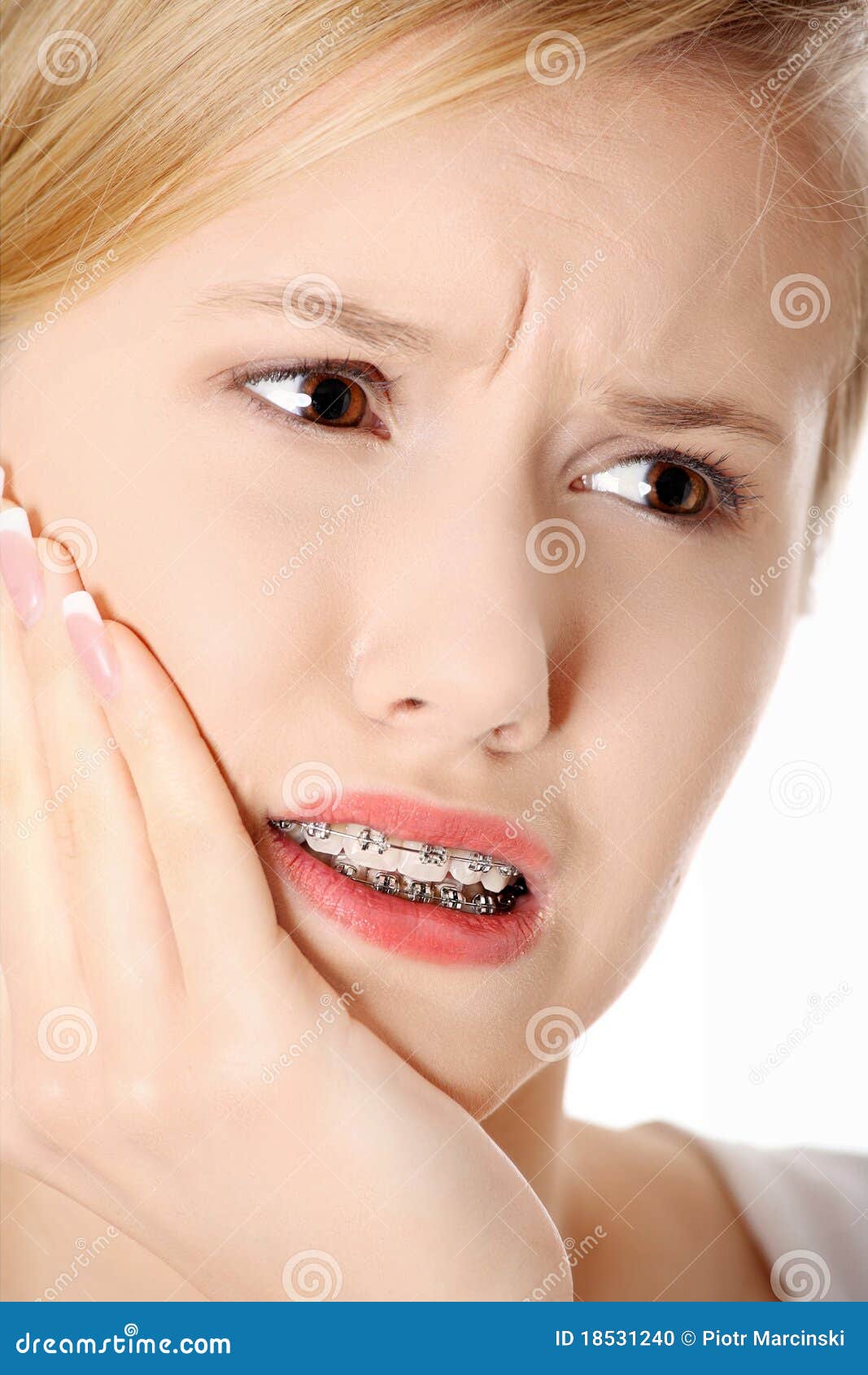 Young Woman is Having Toothache Stock Photo - Image of problems ...