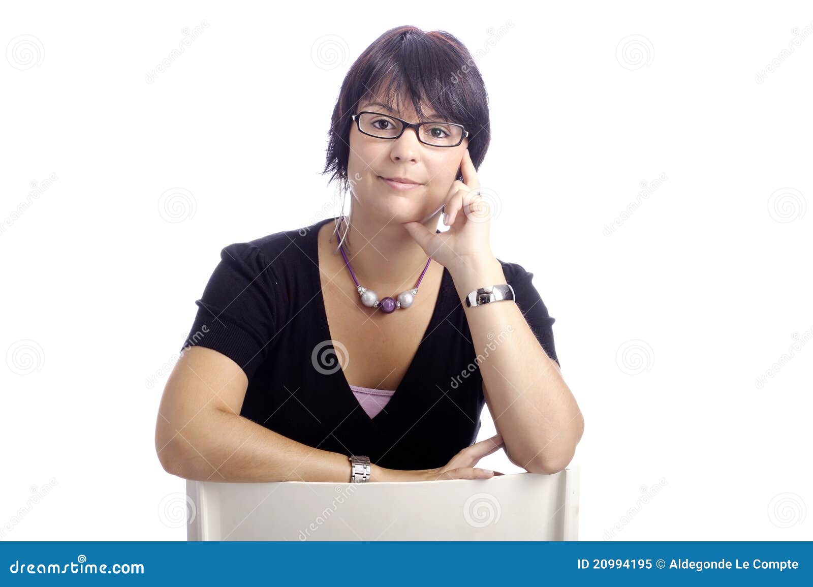 Young Woman, Head Resting on Her Hand Stock Image - Image of adult ...