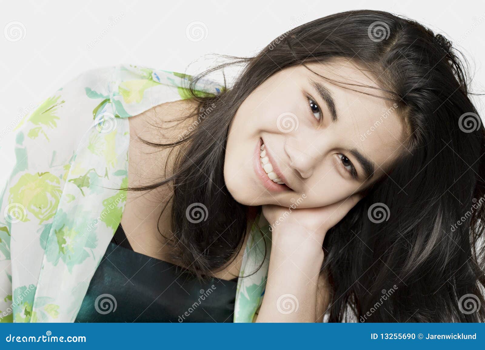 Young Woman Head To One Side Stock Photo - Image of mixed, woman: 13255690