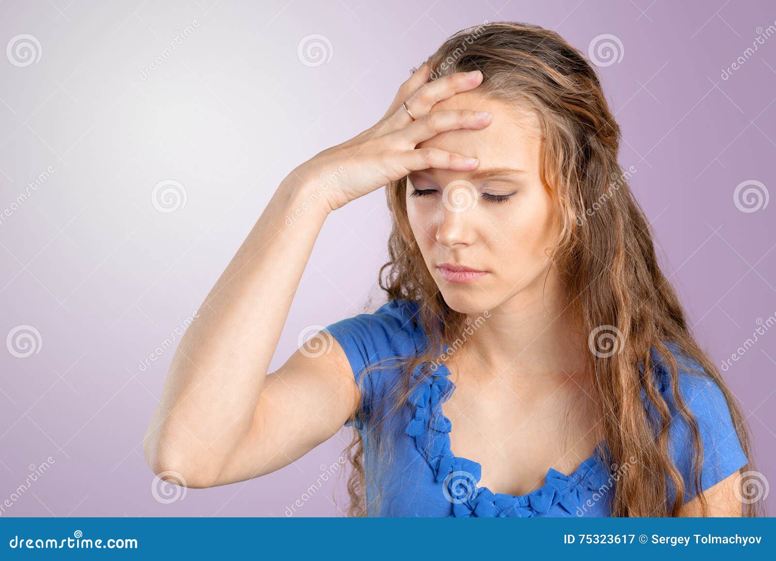 Young Woman with a Headache Stock Image - Image of depressed, corporate ...