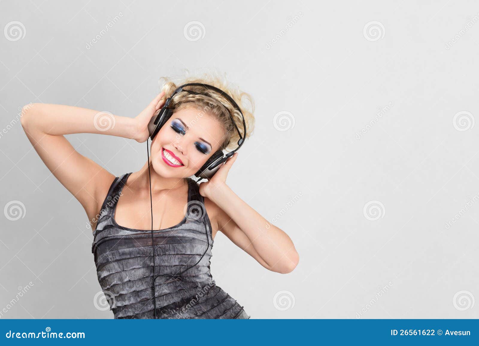 Young woman with headphone stock photo. Image of happy - 26561622