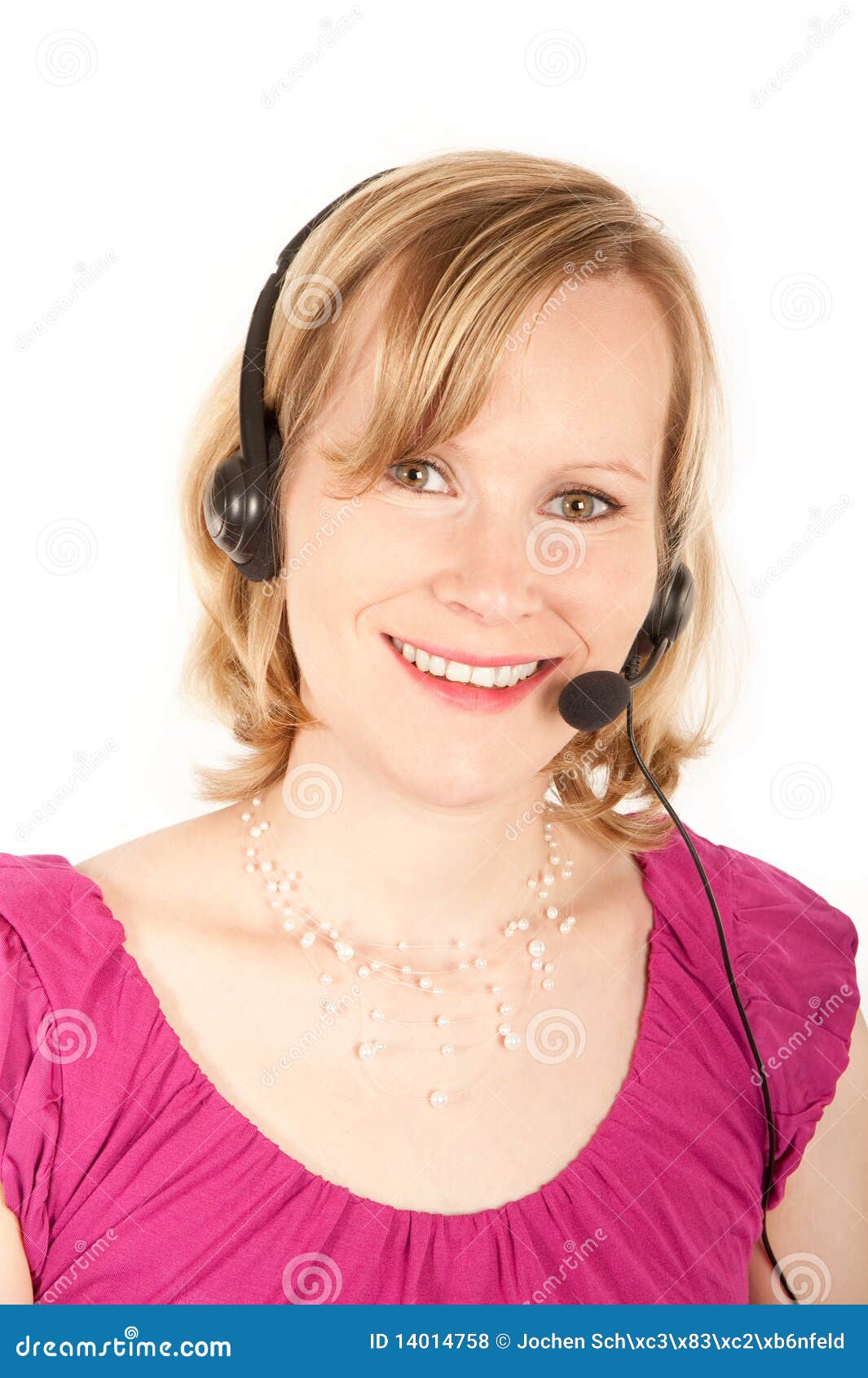 Young woman with a headset stock photo. Image of modern - 14014758