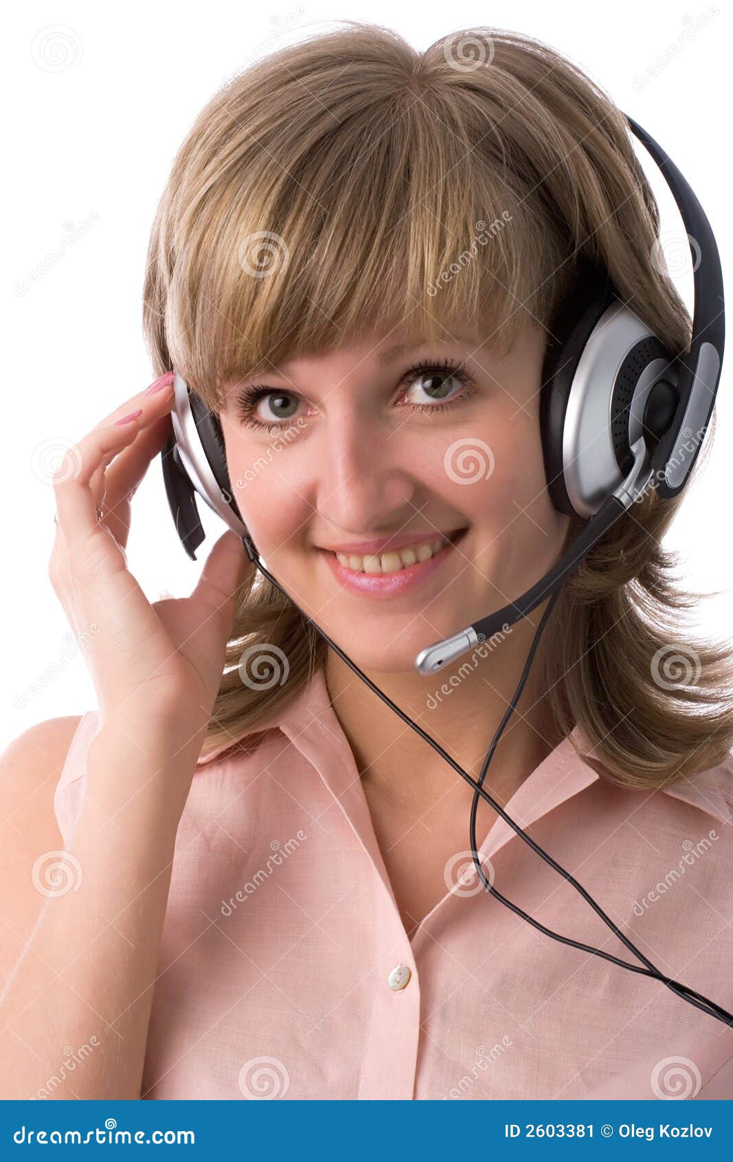 Young woman with headset stock image. Image of caucasian - 2603381