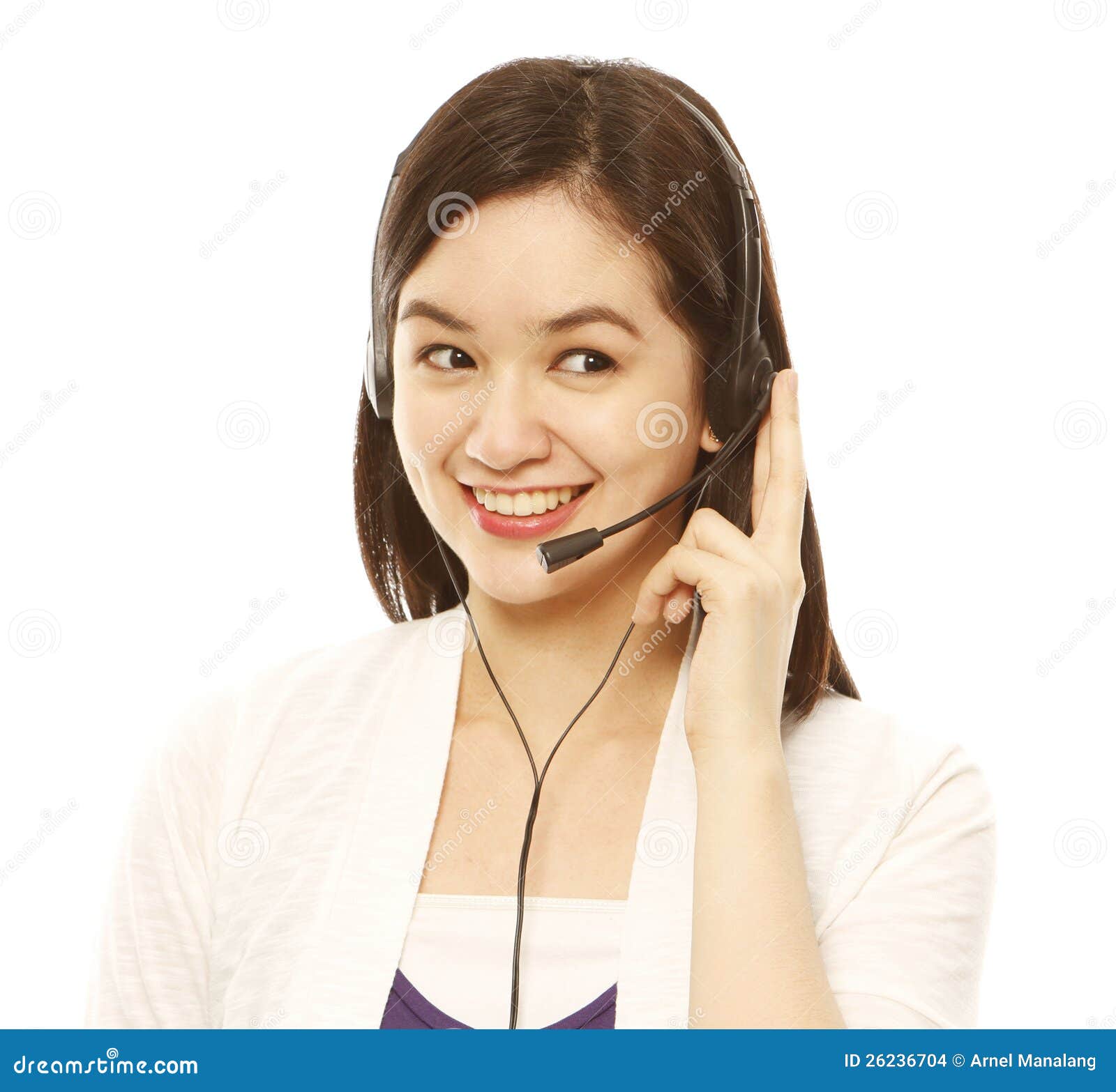 Young Woman with Headset stock photo. Image of shot, headphone - 26236704