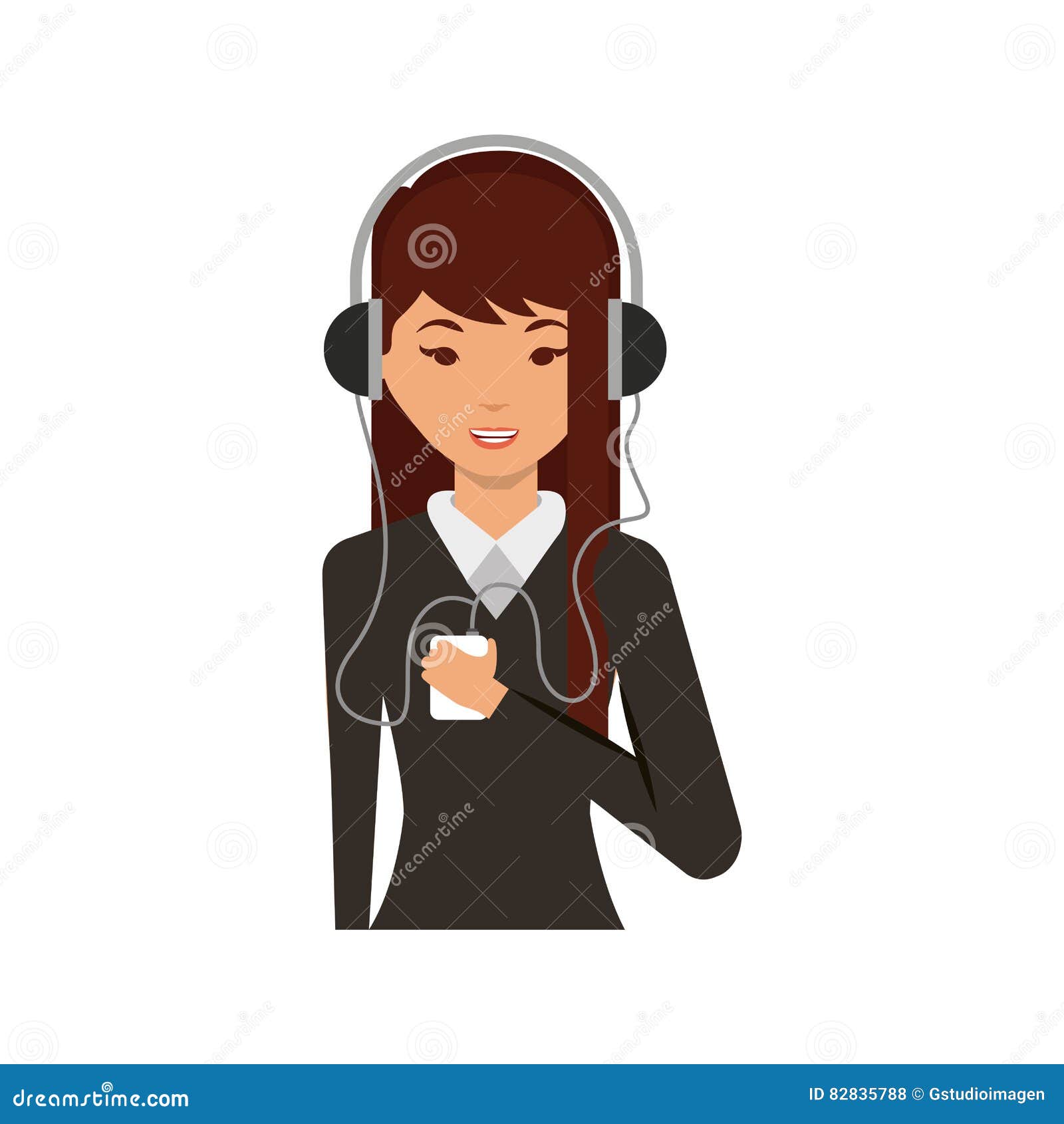 Young Woman with Headset Character Stock Illustration - Illustration of ...