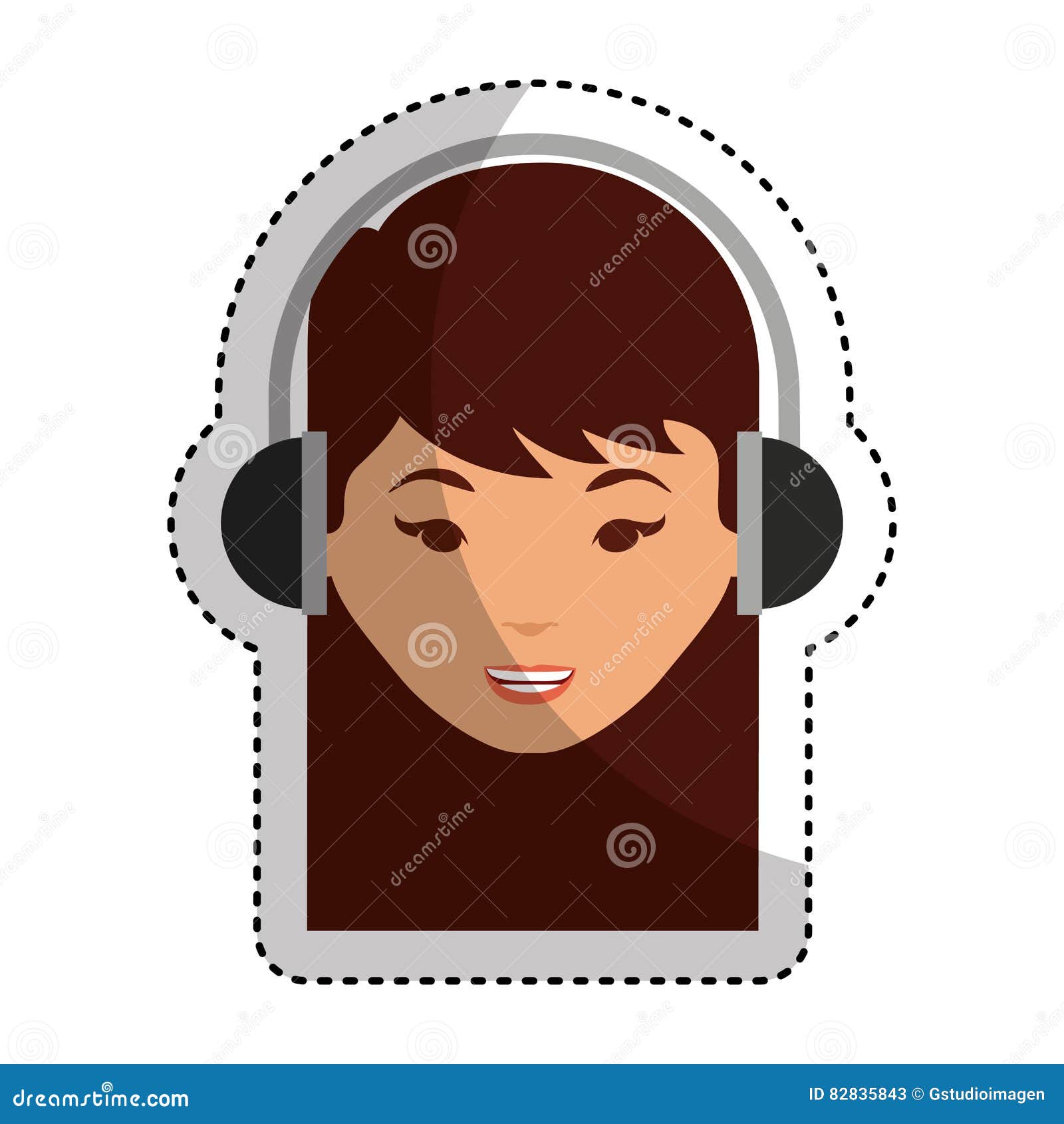 Young Woman with Headset Character Stock Illustration - Illustration of ...