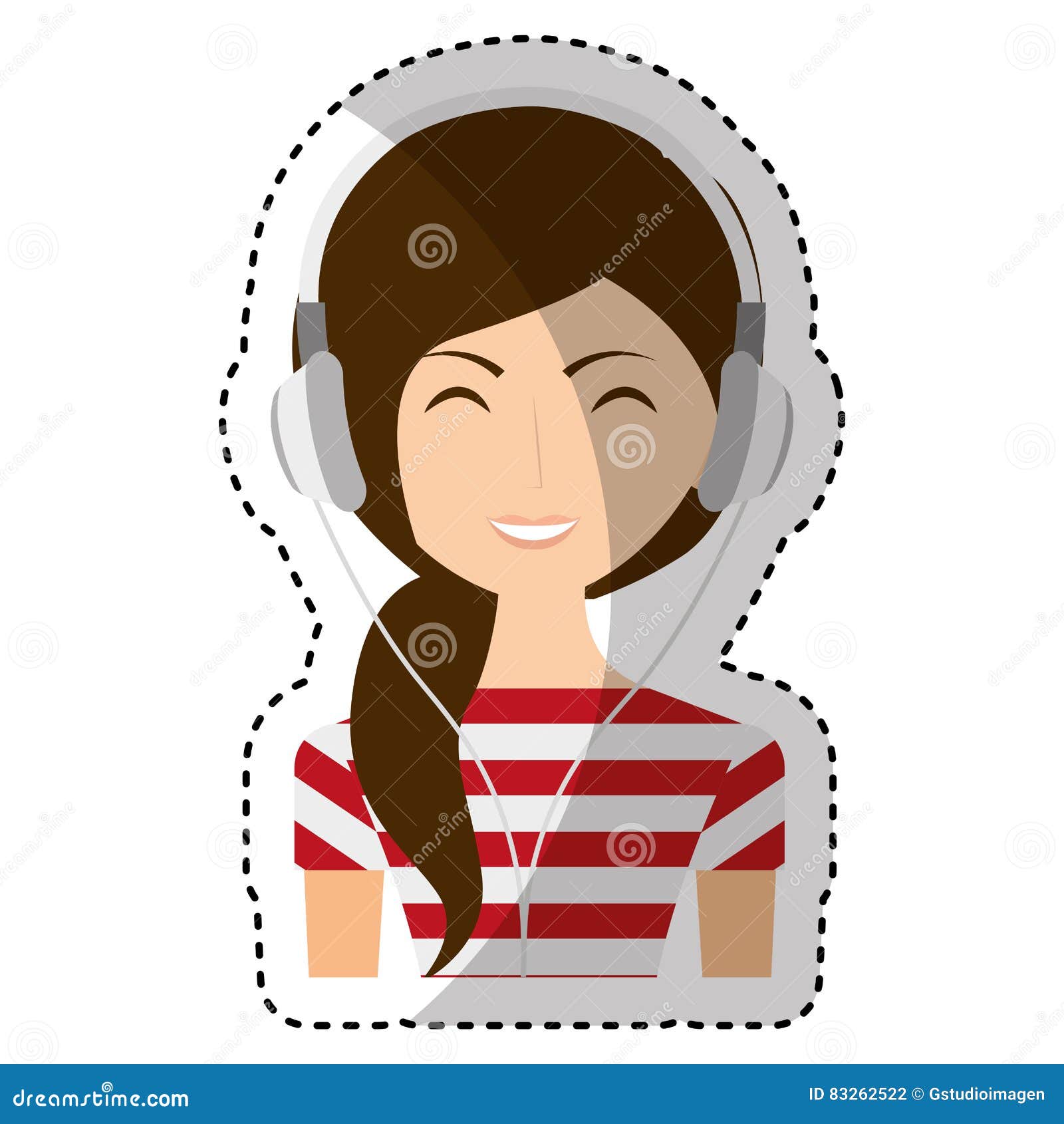 Young Woman with Headset Character Stock Illustration - Illustration of ...