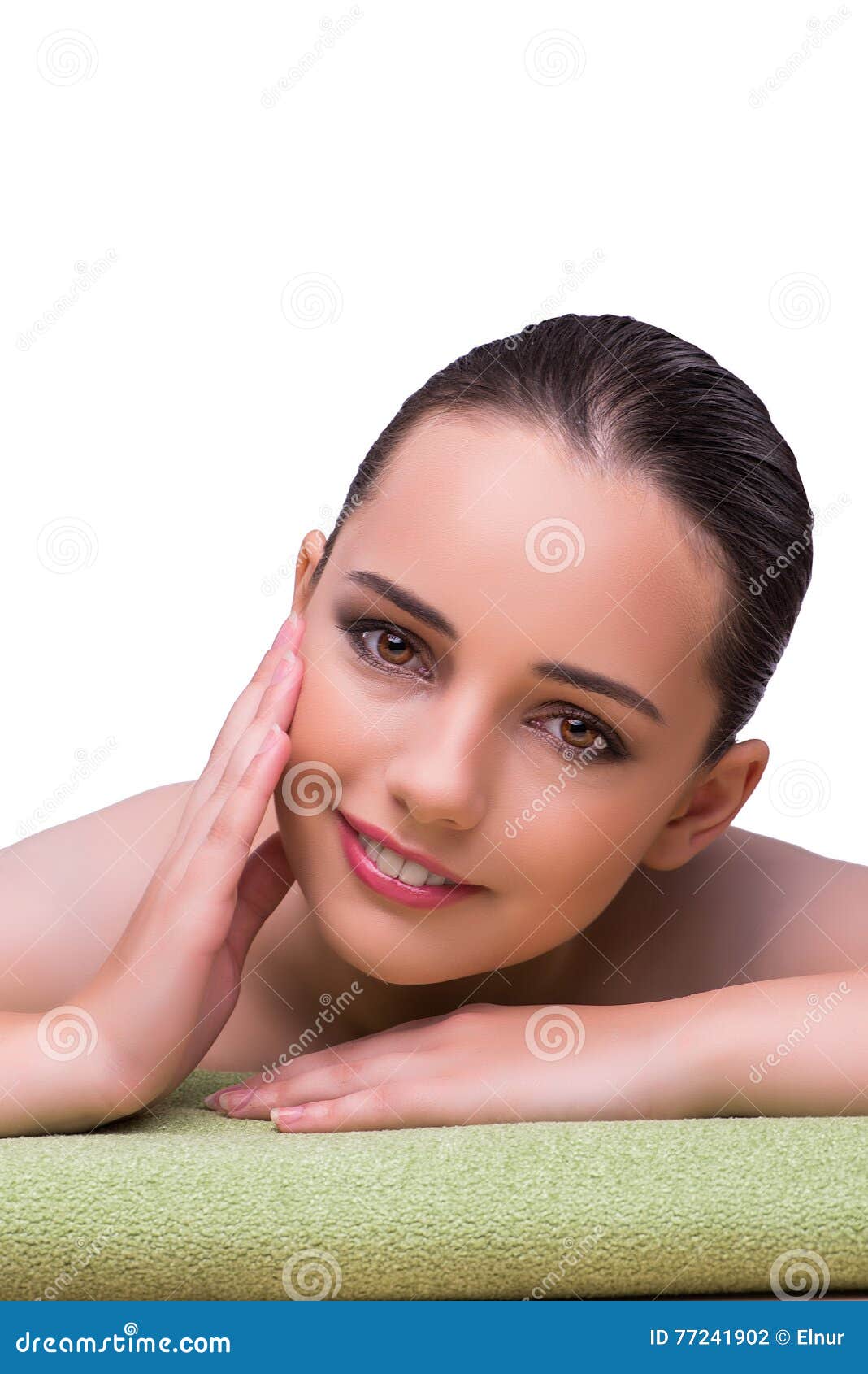 The Young Woman in Health Concept Isolated on White Stock Photo - Image ...