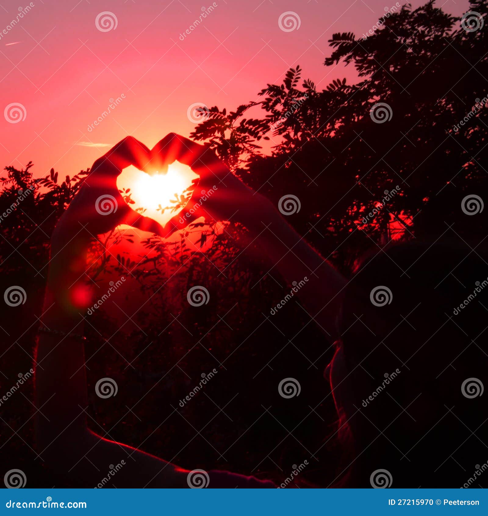 Young Woman, Heart and Sunset Stock Photo - Image of love, hand: 27215970