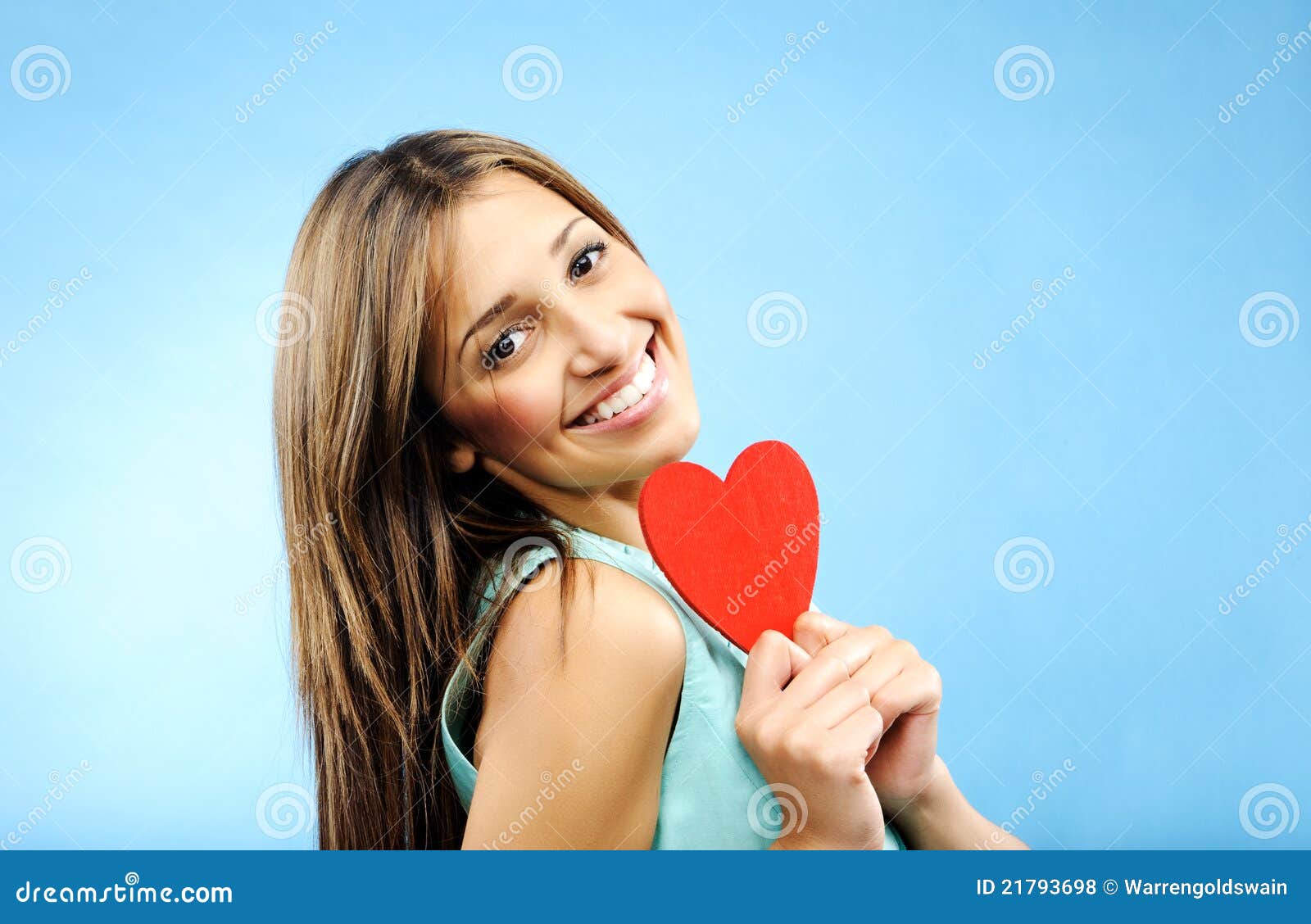 Young Woman with Heart Symbol Stock Photo - Image of studio, isolated ...