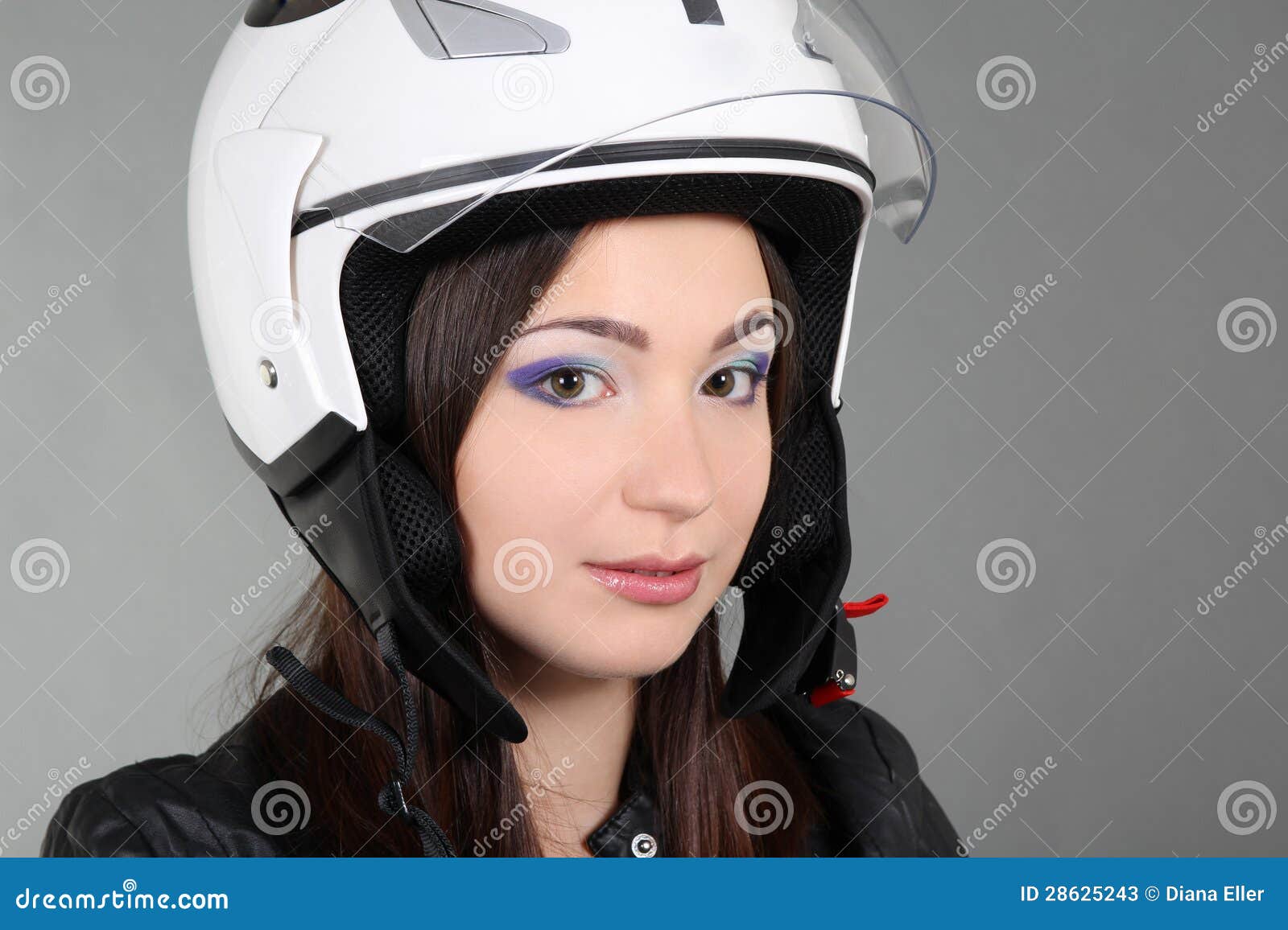 Young Woman in Helmet on Head Stock Image - Image of girl, black: 28625243