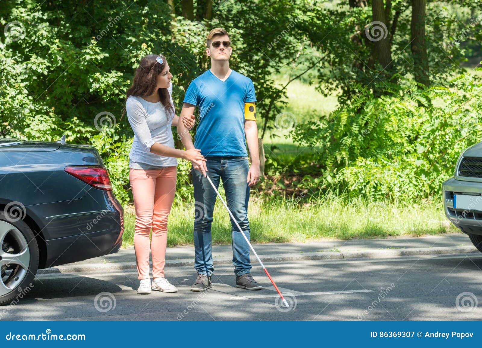 Young Woman Helping Blind Man Stock Image - Image of concept, adult ... Young Woman Helping Blind Man Stock Image - Image of concept, adult ...