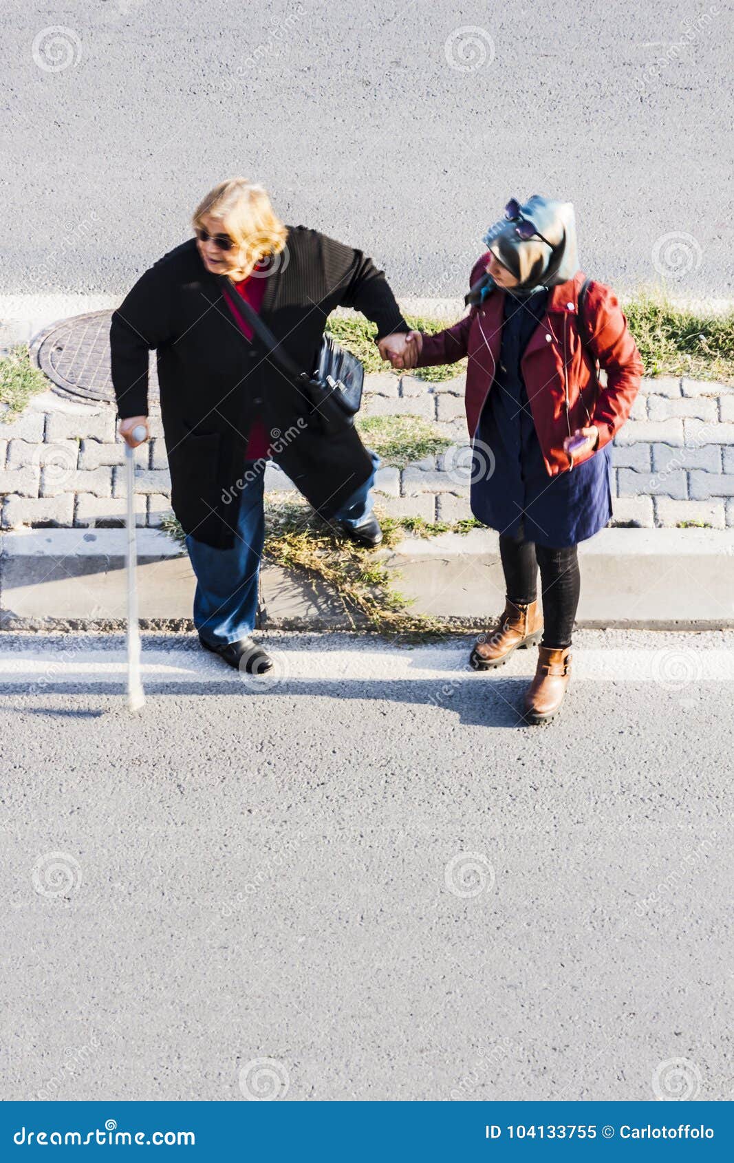 Young Woman Helping Old One To Cross the Street Editorial Image - Image ... Young Woman Helping Old One To Cross the Street Editorial Image - Image ...