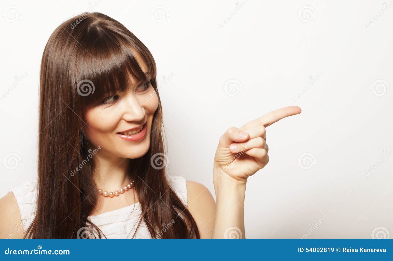 Young Woman with Her Finger Up Stock Image - Image of closeup, brown ...