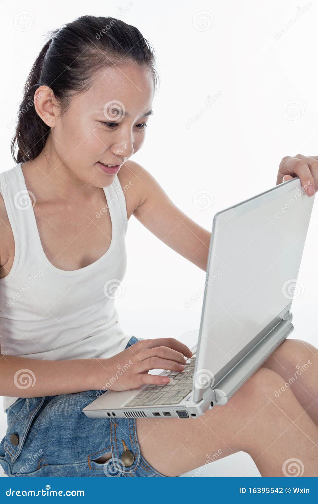 Young Woman and Her Laptop Computer Stock Photo - Image of manager ...