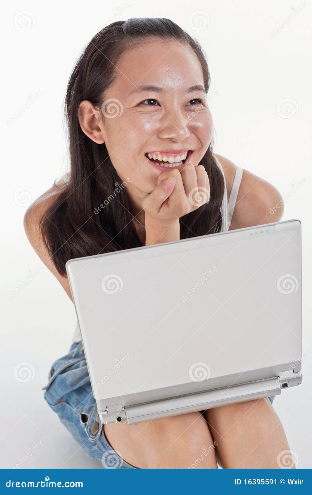 Young Woman and Her Laptop Computer Stock Image - Image of ethnicity ...