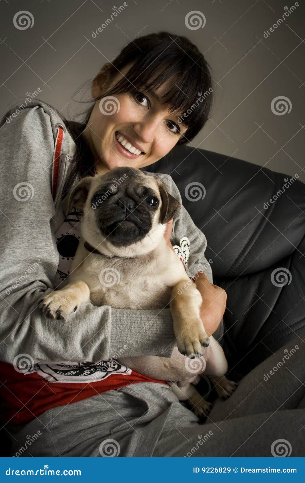 Young woman with her pet stock image. Image of female - 9226829