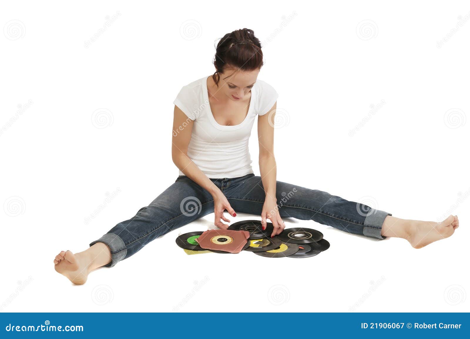 Young Woman and Her Record Collection Stock Image - Image of attractive ...
